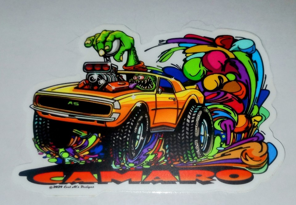 CHEVY CAMARO STICKER Hot Rod Muscle Car Vintage Style Decal Evel Al's ...