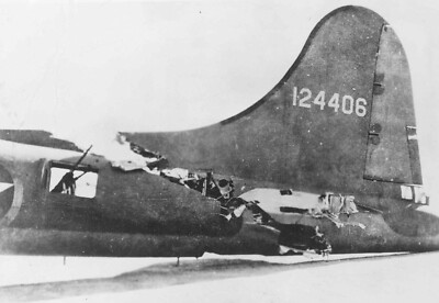 Badly Damaged B17 All American III upon safe arrival back in England ...