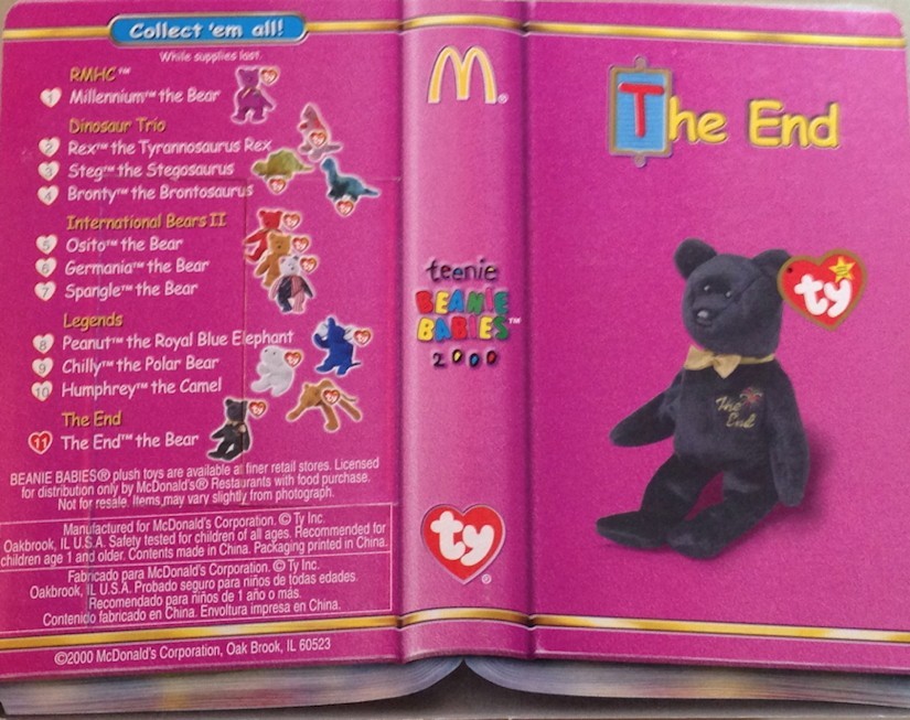 McDonald's Ty TEENIE Beanie Baby 2000 "THE END" Black TEDDY BEAR New on ...