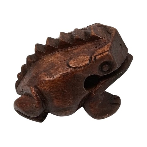 Wooden Frog Guiro Rasp Percussion Musical Instrument Carved Croaking ...