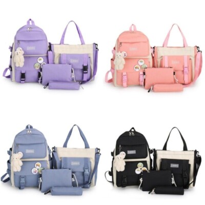 5Pcs Girls School Bag Set Women Girls Backpack Student Bookbag Travel ...