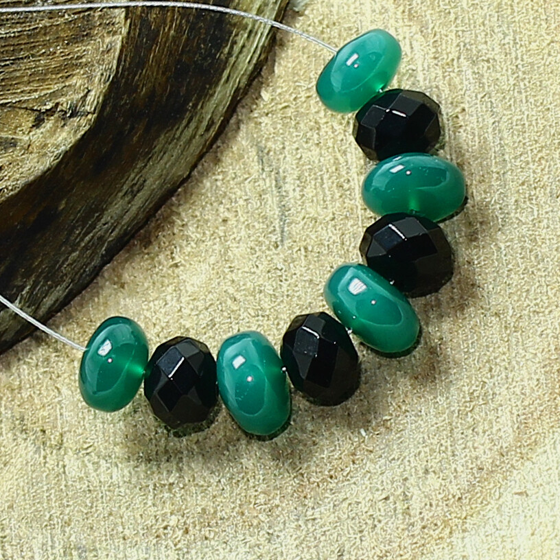 Green Onyx Smooth Rondelle Onyx Beads Briolette Natural Loose Gemstone ...