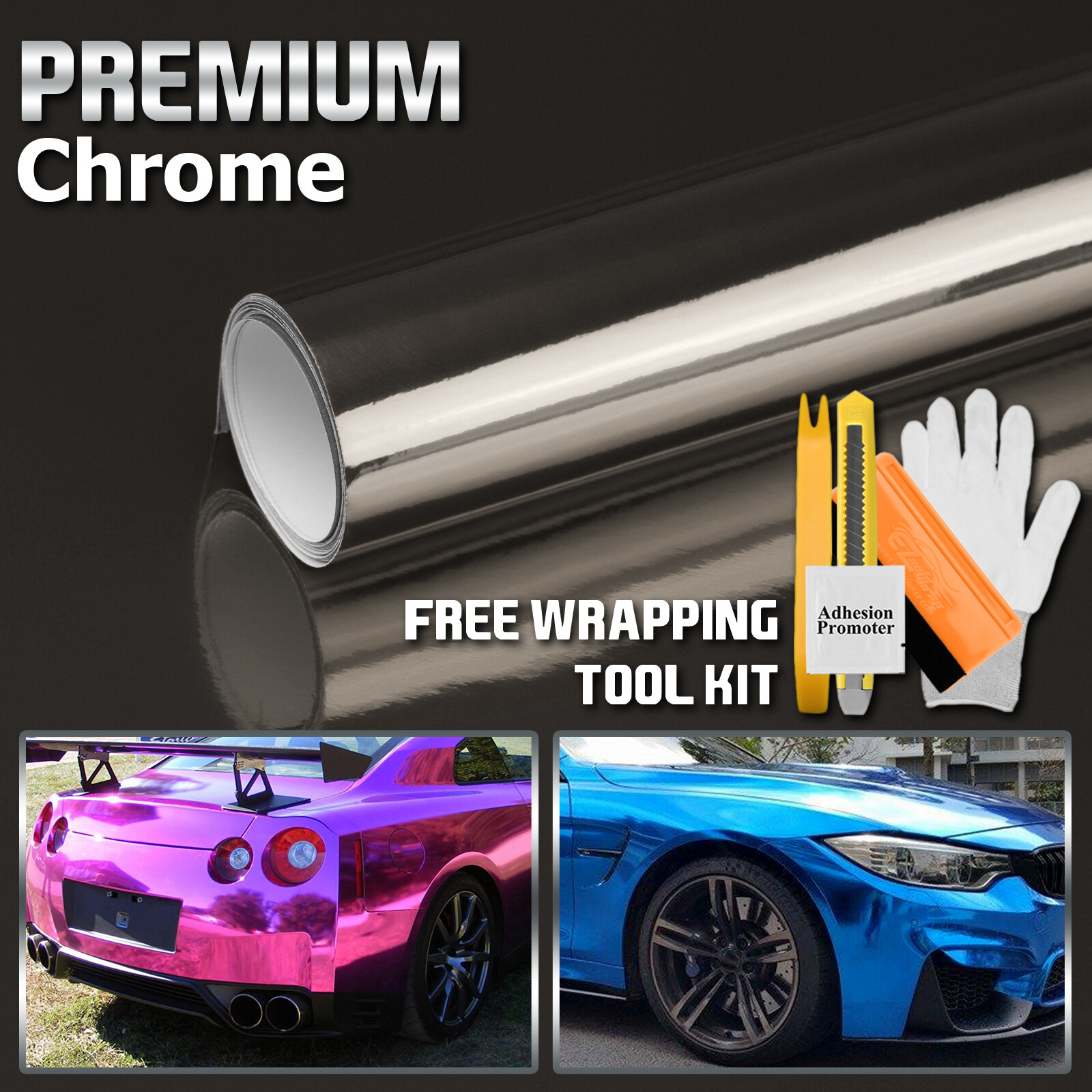 9 Colors Chrome Vinyl Film Wrap Sticker Decal Air Release Bubble Free 3 ...