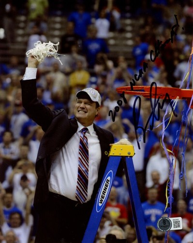 BILL SELF SIGNED 8x10 PHOTO + 2008 CHAMPS KANSAS JAYHAWKS BASKETBALL ...