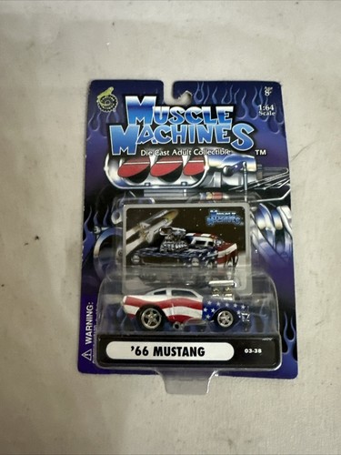 ‘66 Ford Mustang Muscle Machines 2003 Red White Blue 03-38 1:64 Stars ...