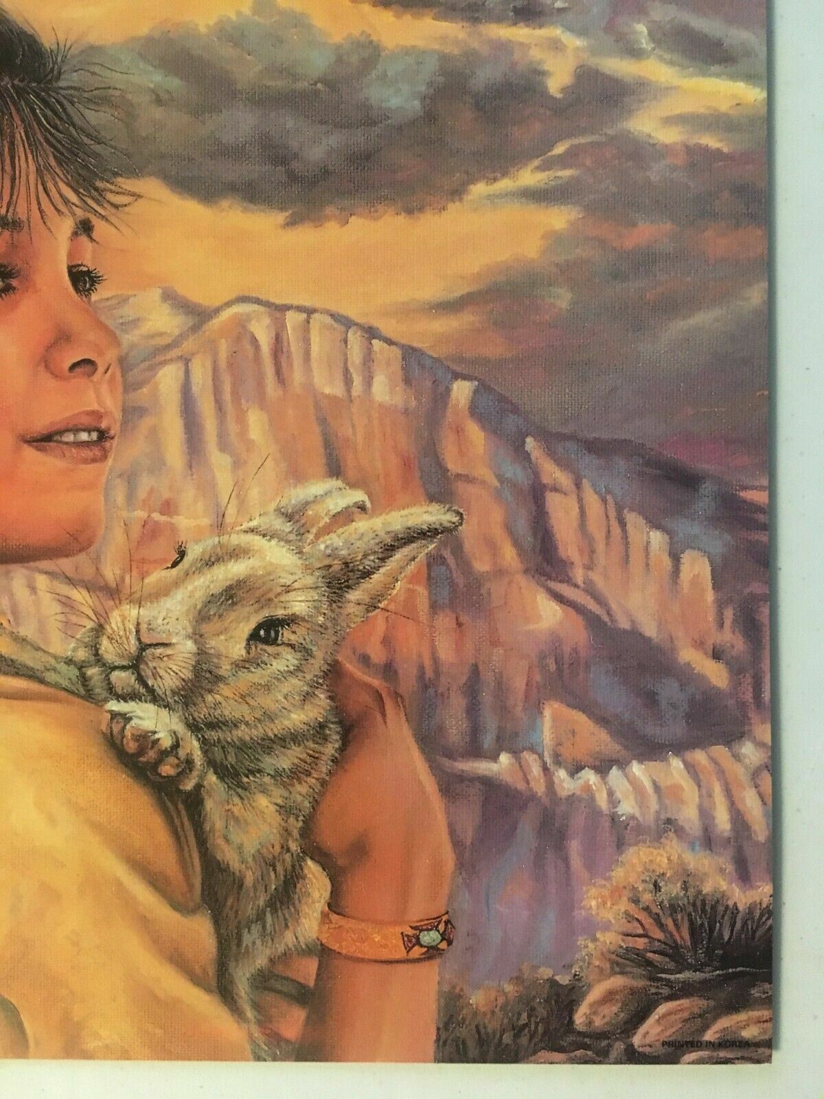 Indian Girl Poster Rabbit Indigenous Native American Lithograph Print ...