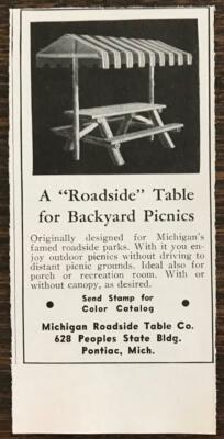 1942 Michigan Roadside Table Pontiac MI Print Ad For Backyard Picnics ...