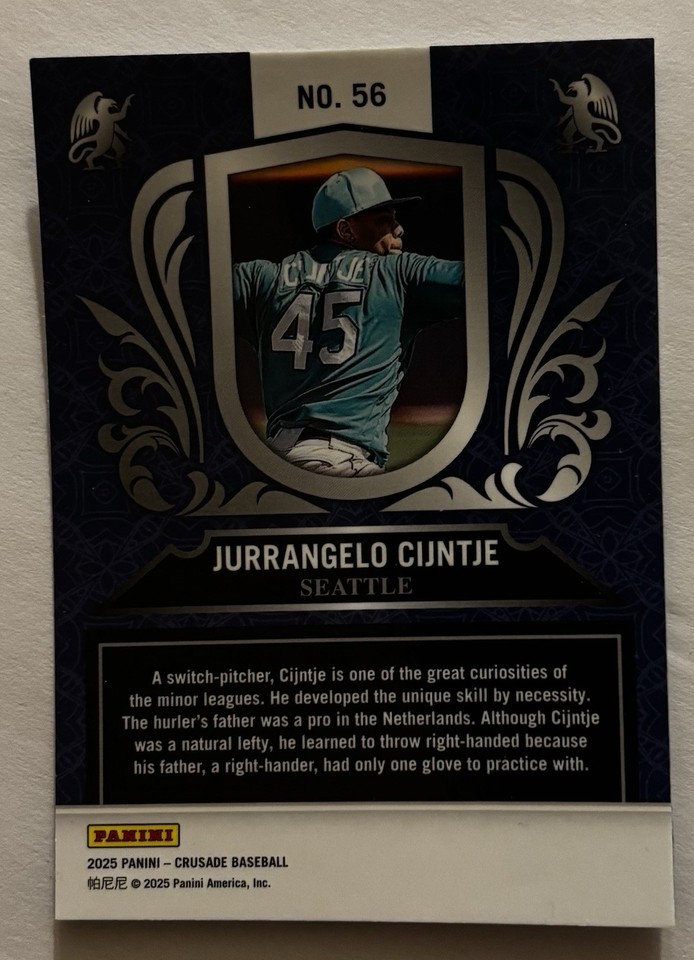2025 Panini Crusade JURRANGELO CIJNTJE Switch Pitcher Rookie Card #56 ...