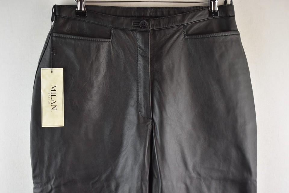 Milan Leather Womans Black leather Chaps Trousers Size 16 W29 L29 NEW ...