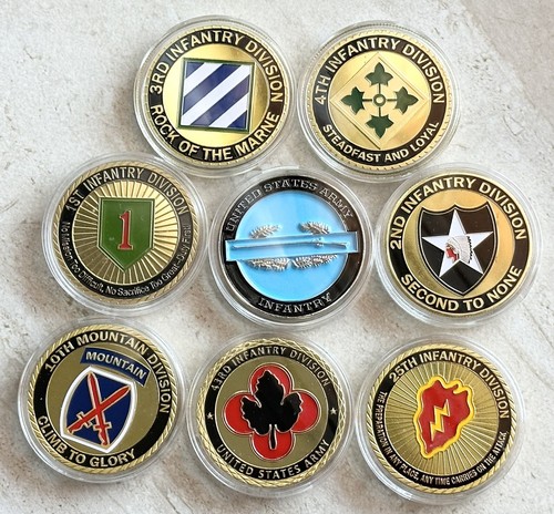 8 Pcs US Army Collector Coin Army Infantry Division 1st 2 3rd 4th 10th ...