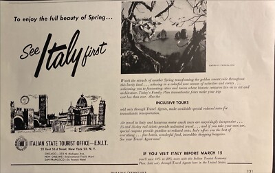 1958 See Italy First Vintage Print Ad Capri Inclusive Italian Tours ...