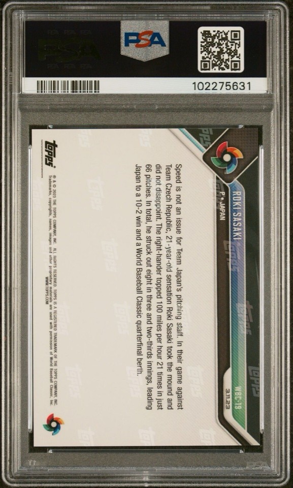 ROKI SASAKI~ 2023 Topps Now WBC #WBC19🔥 PSA 10 Gem Mint | eBay