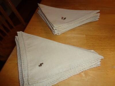 VINTAGE LINEN LOT OF 6 PLACE MATES & 6 NAPKINS, W/EMBROIDERED DESIGN ...