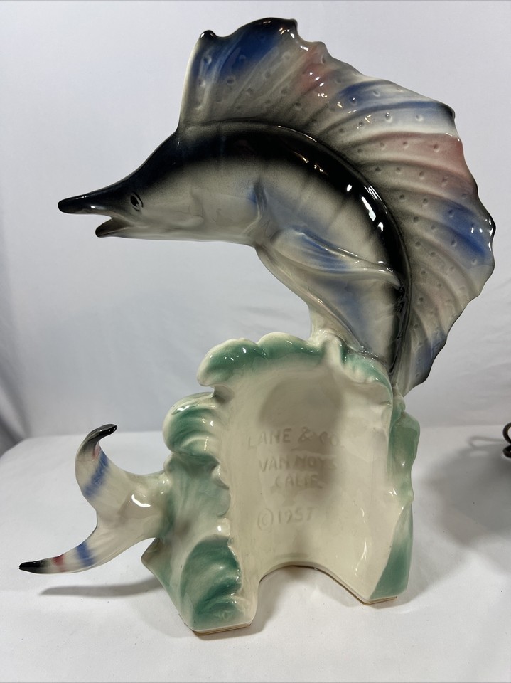 Vintage 1957 Lane & Co Van Nuys CA Mid Century MCM Marlin Fish TV Lamp ...