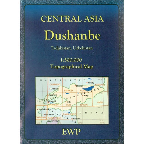 Central Asia: Dushanbe Map Tajikistan Uzbekistan topographic hiking ...