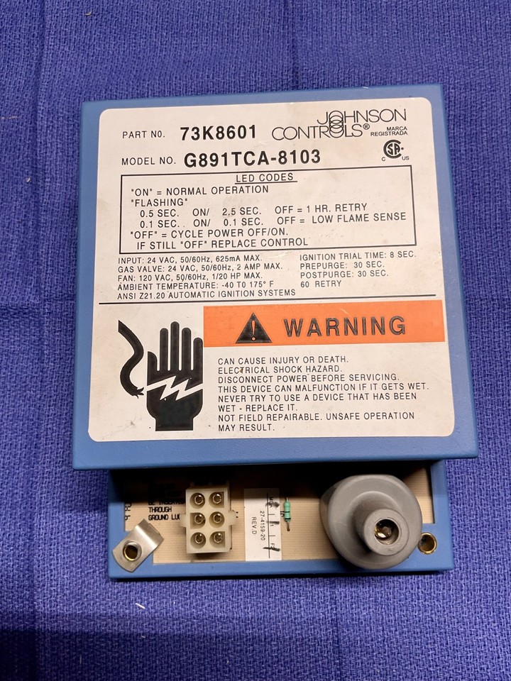 Johnson Furnace Control. #73K8601 Model G891TCA-8103 | eBay