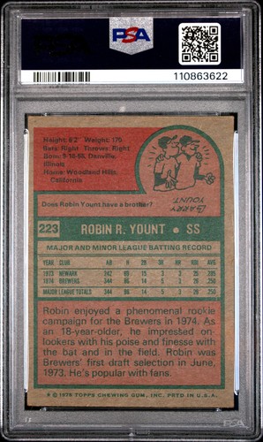 1975 TOPPS #223 ROBIN YOUNT ROOKIE RC PSA 3 | eBay