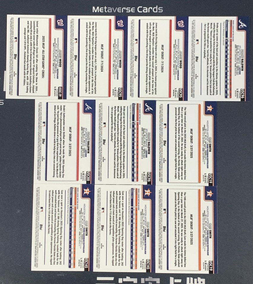 2025 Topps Update Series Chrome James Wood Cam Smith RC Refractor Lot ...