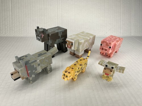 Lot 6 Minecraft Core Animal Figures Wolf Cow Ocelot Chicken Sheep Pig ...