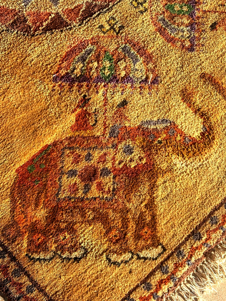 Hand-woven India Jaipur mandala rug Elephant Oriental wool carpet 5' 9 ...