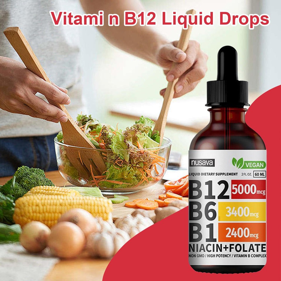 Vitamin B12 Liquid Drops, Vitamin B Complex, Vegan B12 Sublingual 5000 ...