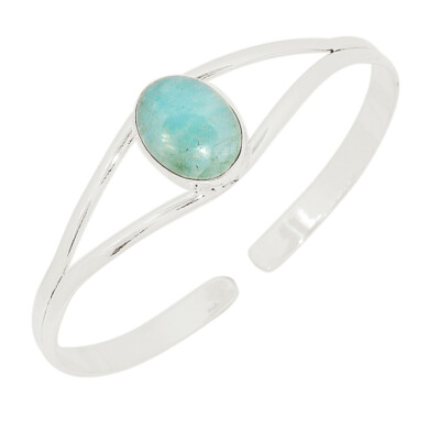 Natural Aquamarine - Brazil 925 Sterling Silver Bangle Jewelry BA2277 ...