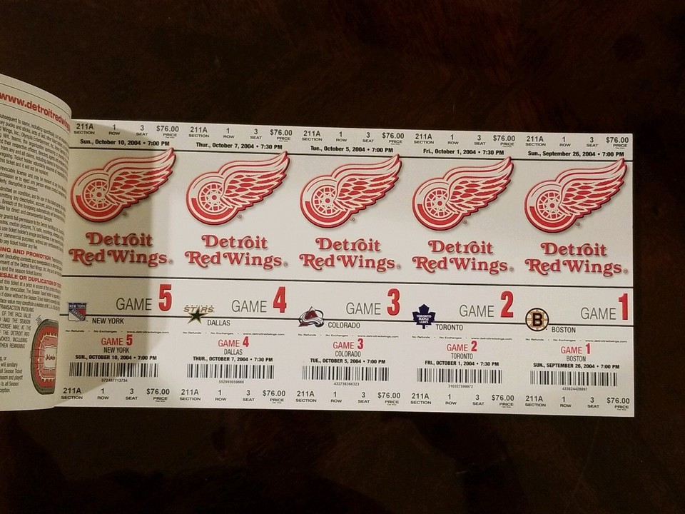 Detroit Red Wings 2004-05 Full Unused Season Ticket Set For ALL 46 ...