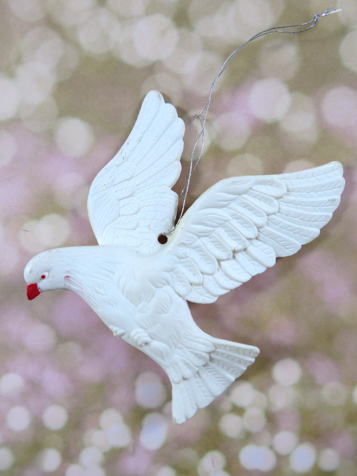 Vintage White Turtle Doves Christmas Ornaments Set Of 4 Plastic Hanging ...