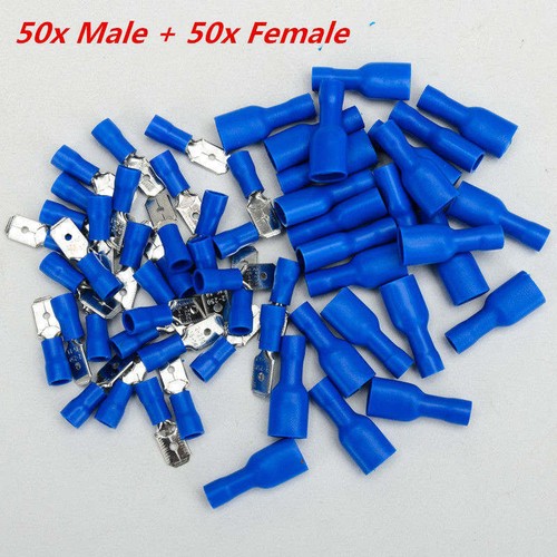 100Pcs Male & Female Insulated Spade Wire Crimp Terminal Cable ...