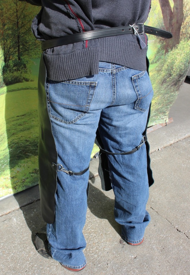 The very finest Amish USA made premium leather shoeing chaps BLACK | eBay
