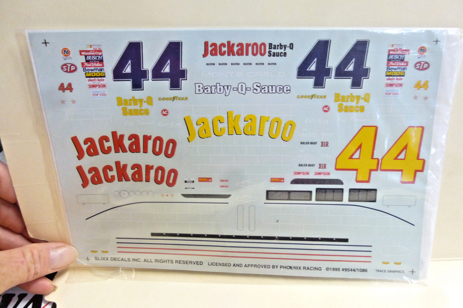 1995 #44 Jeff Purvis Jackaroo Barby-Q-Sauce Monte Carlo Model Car Decal ...