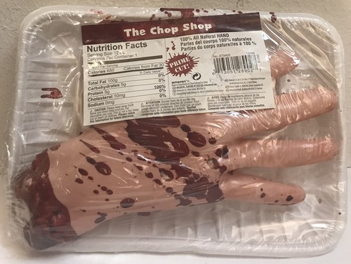 The Chop Shop Blood Plastic Hand Meat Market Prime Cut - Halloween ...