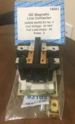 MARS (GE) Magnetic 18001 Line Contactor, Coil 24 vac, 30 Amps, 2 Poles ...