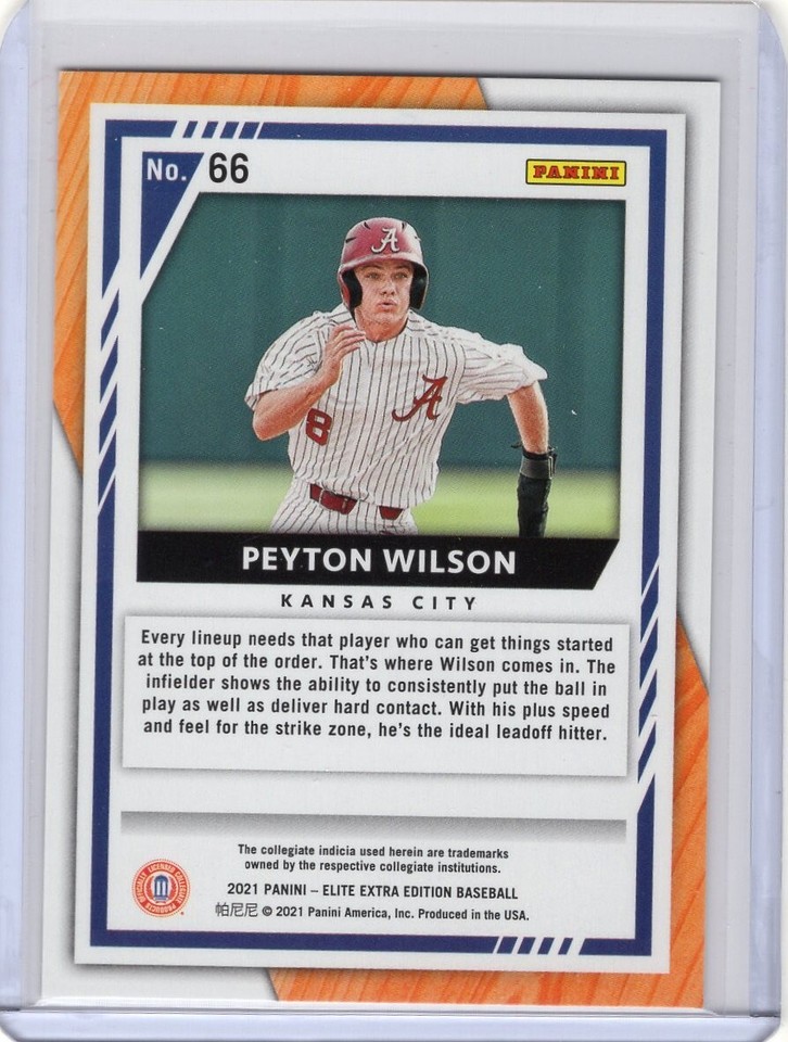 Panini 2021 Elite Extra Edition No. 66 Peyton Wilson 501/999 Kansas City Royals | eBay