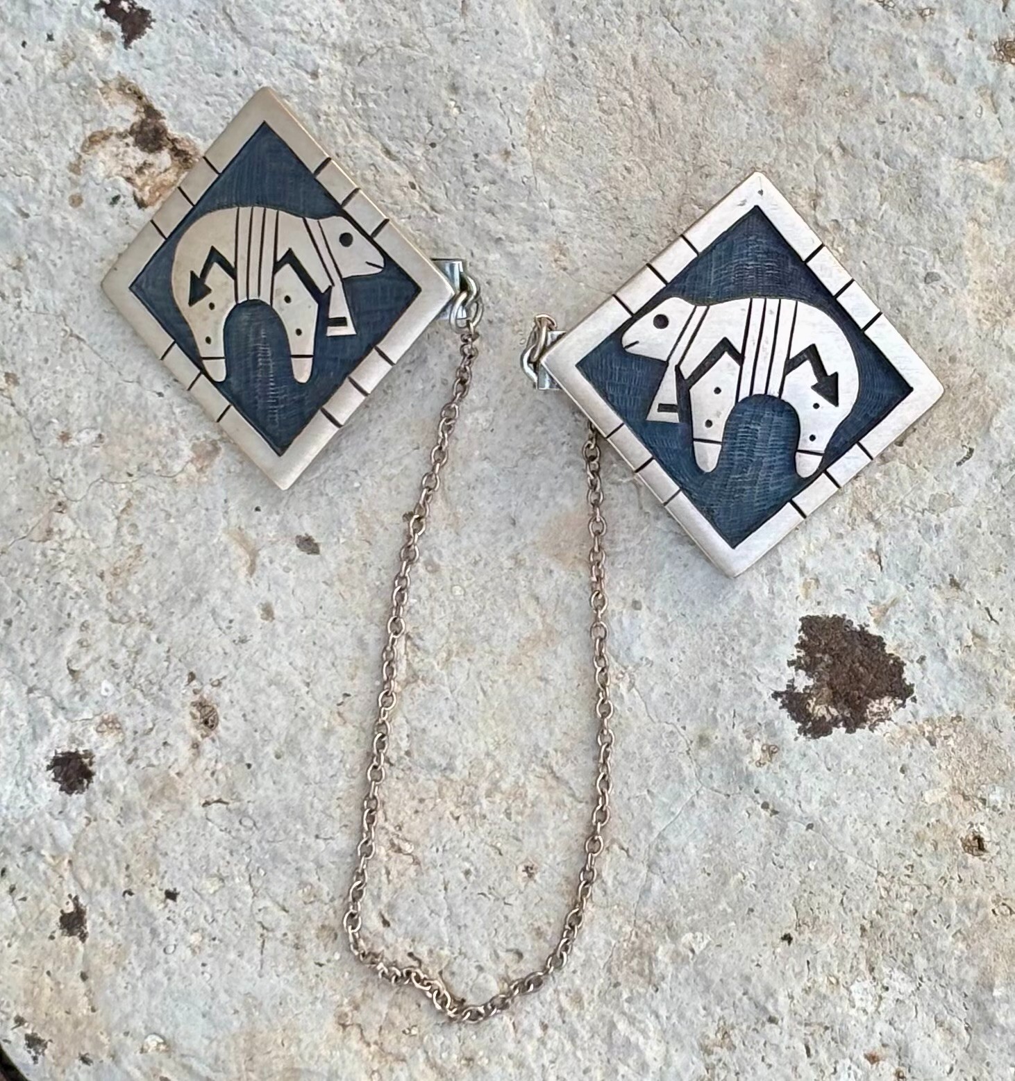 RARE HOPI SILVERCRAFT GUILD SILVER OVERLAY SWEATER PI… - Gem