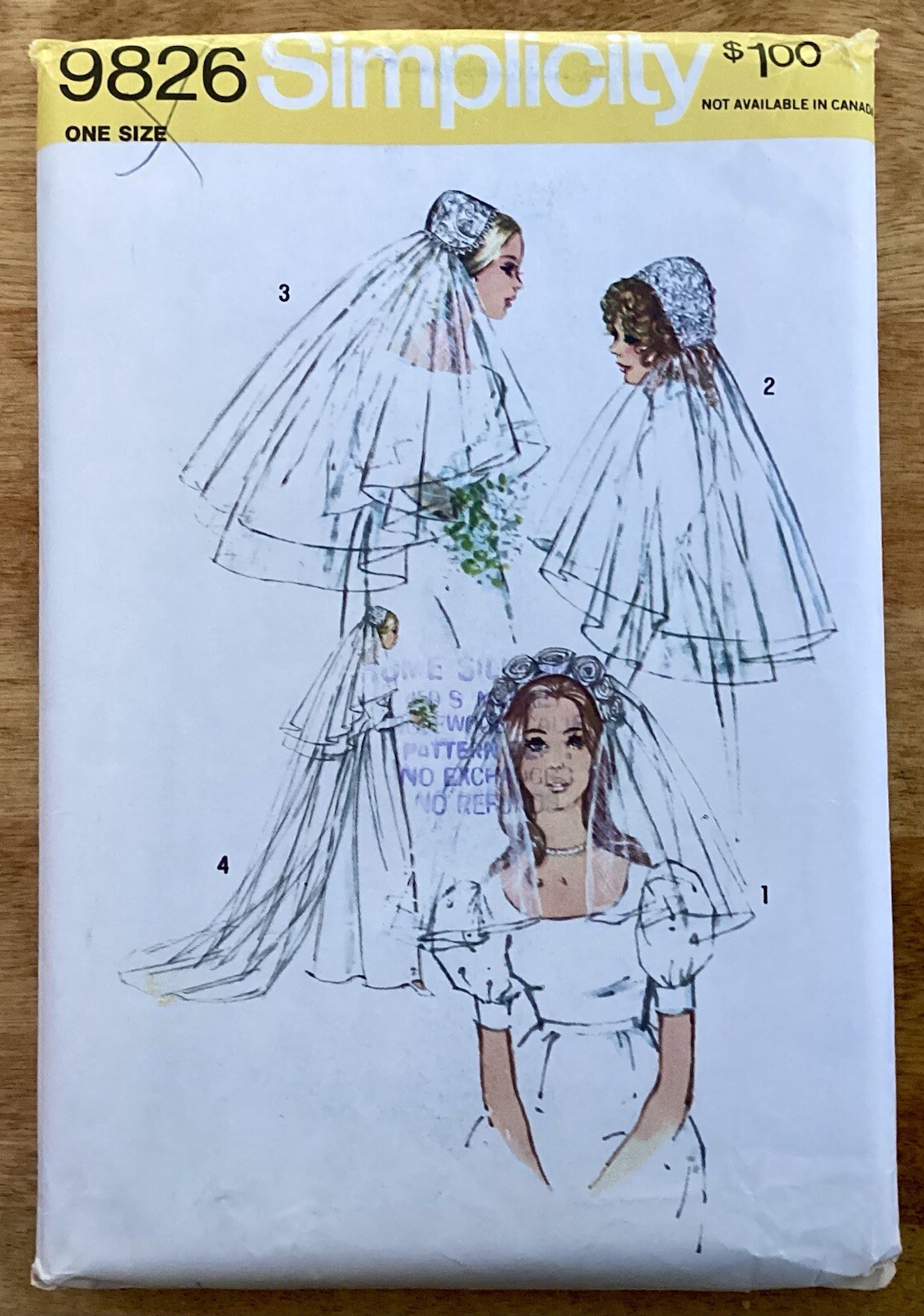 VTG 1971 SIMPLICITY Pattern #9826 Misses Set of Bridal Headpieces/Veils ...