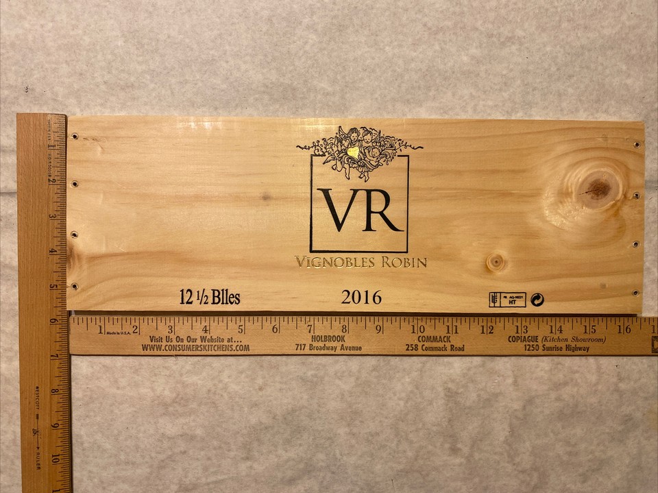 1 Rare Wine Wood Panel Vignobles Robin France Vintage CRATE BOX SIDE 7/ ...