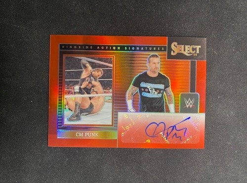2024 PANINI SELECT WWE CM Punk AUTOGRAPH AUTO Red Prizm Ringside Action ...