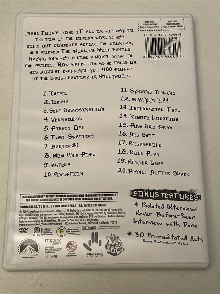 Dane Cook: ISolated INcident (DVD, 2009) 97368939547| eBay