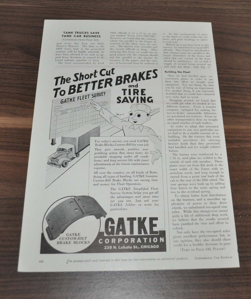 1943 Mack 6x6 Dump Truck Ad Timken Bearings Gatke Brake | eBay
