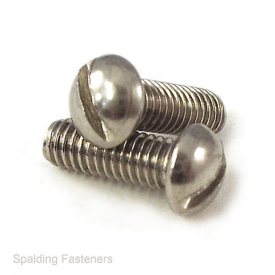 BA A2 Stainless Steel Round Slotted Head Machine Screws - 2BA 4BA & 6BA ...