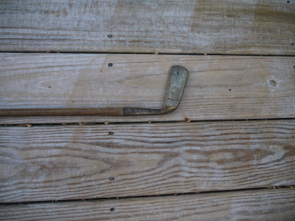 Antique Wood Shaft Andersons Scotland Patented Putting Cleek SF Brass ...