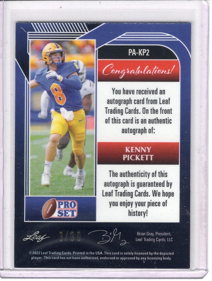 2022 LEAF PRO SET METAL KENNY PICKETT ROOKIE/RC AUTO #3/30 *SILVER ...