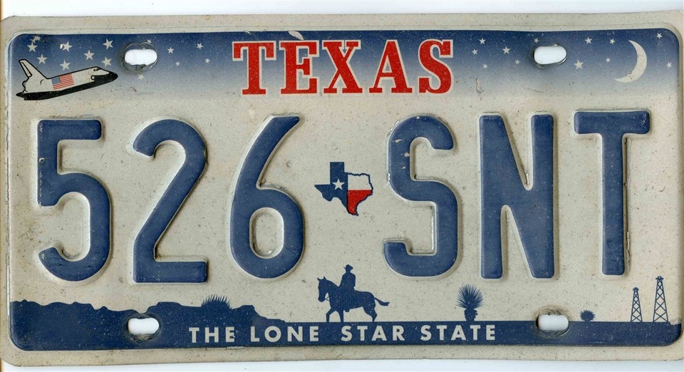 Original Vintage Texas License Plate 526 SNT Space Shuttle Stars and ...