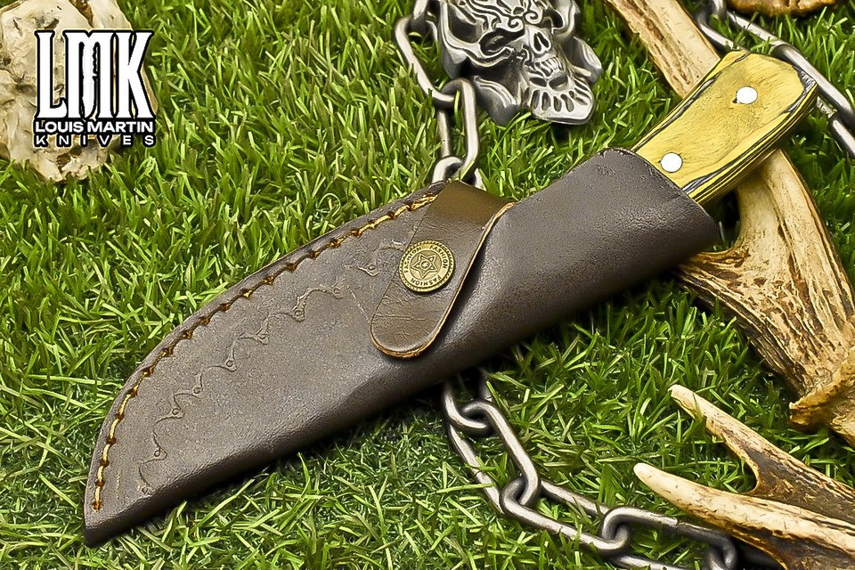 LMK Hand Forged Handmade Skinner Knife w/Gut Hook 440C Steel Hard Wood EDC | eBay