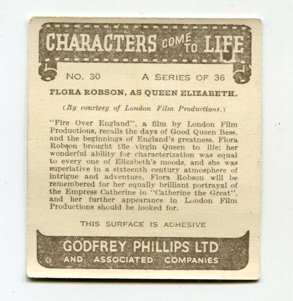 1939 GODFREY PHILLIPS CIGARETTES CHARACTERS COME TO LIFE #30 FLORA ...