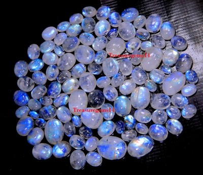 150 Crt WHOLESALE LOT NATURAL BLUE FIRE MOONSTONE CALIBRATED CABOCHON ...