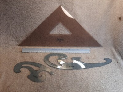 Staedtler Mars Tinted Acrylic Drafting Triangle 966 10-45 Degrees & 987 ...