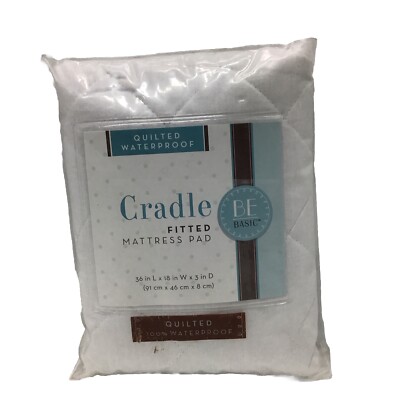 BE Basic Cradle Fitted Mattress Pad Quilted Waterproof, 36” L X 18” W X ...