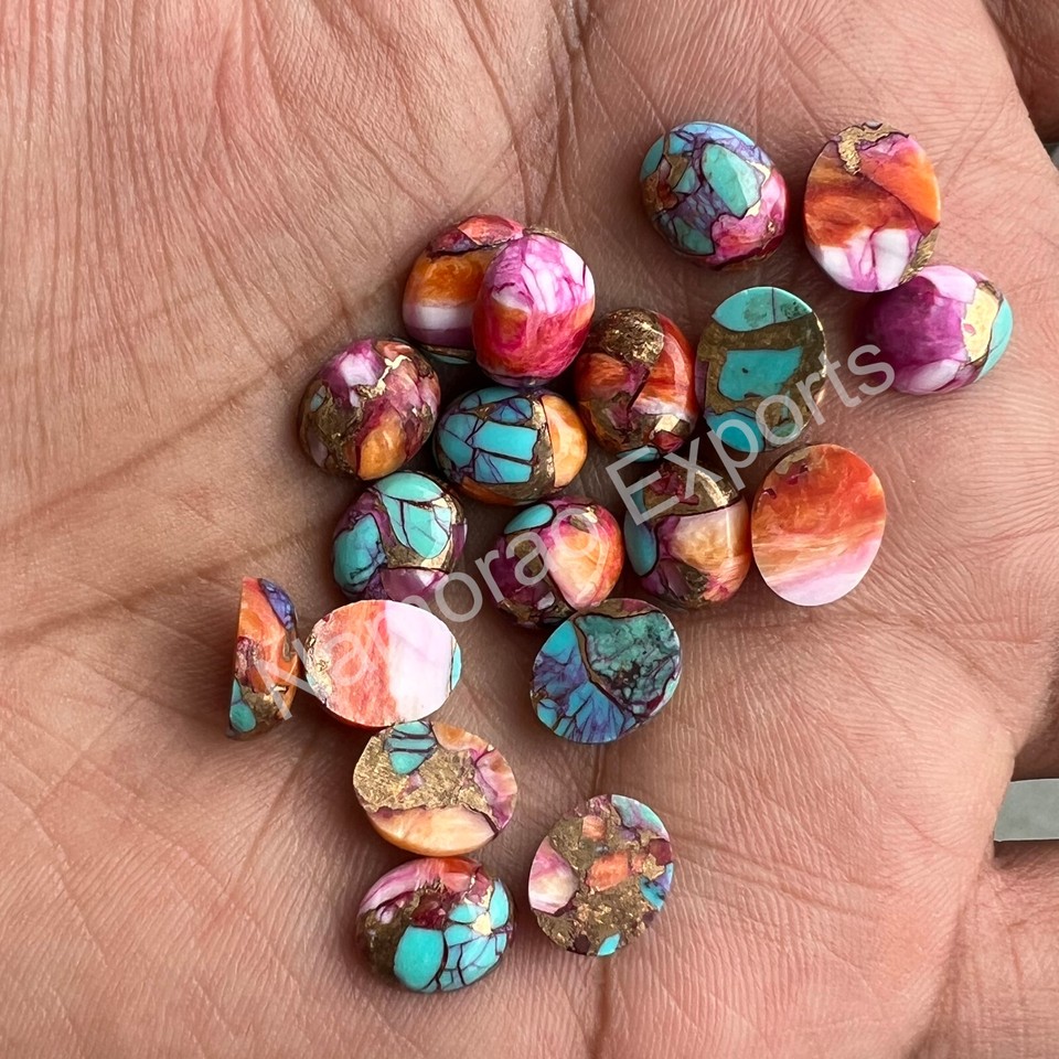 Natural Pink Spiny Oyster Copper Turquoise Oval 6x8 mm to 18x25 mm ...